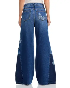 DRIFTWOOD Butterfly Patchwork Wide Leg Jeans