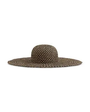 REISS Sonia Straw Hat - Black/natural