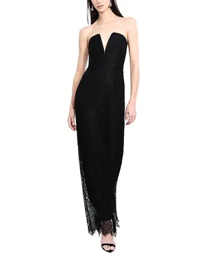 Bcbgmaxazria Lace Strapless V-neck Gown