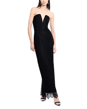 Bcbgmaxazria Lace Strapless V-neck Gown