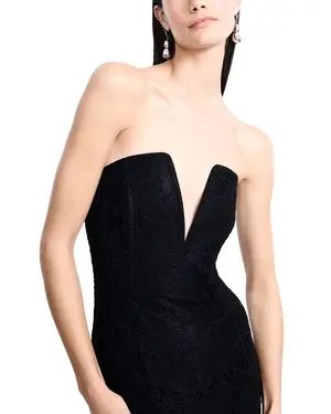 Bcbgmaxazria Lace Strapless V-neck Gown