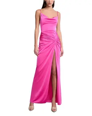 Bcbgmaxazria Cowl Neck Draped Gown With Twist