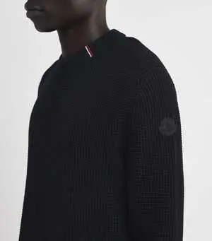 Moncler Cotton Waffle-knit Sweater - Black