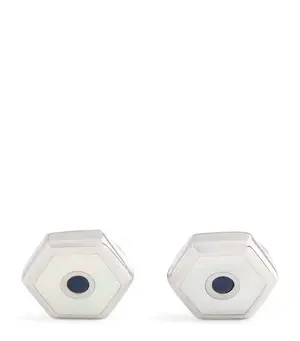 DEAKIN & FRANCIS Sterling Sapphire And Mother-of-pearl Cufflinks - Silver