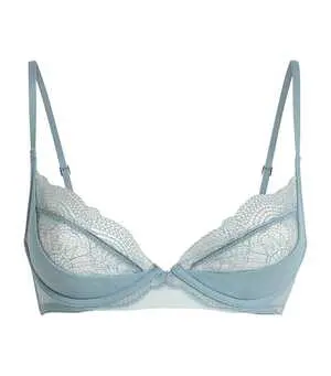 Calvin Klein Satin-lace Plunge Bra - Grey