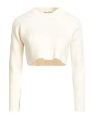A PAPER KID Ribbed-knit Cropped Sweater - Off White