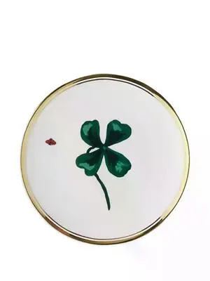 BITOSSI HOME Four-leaf Clover Gold-rim Plate - White