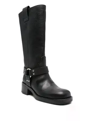 GISEL MOIRE 45mm Ring Buckle Leather Boots