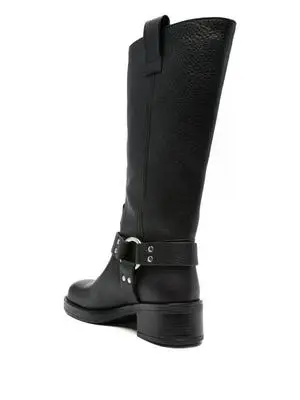GISEL MOIRE 45mm Ring Buckle Leather Boots
