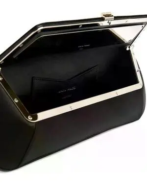 Amina Muaddi Metallic-trim Clutch Bag - Black