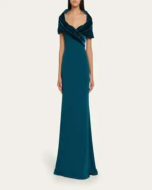 Badgley Mischka A-line Sweetheart Gown With Velvet Cape