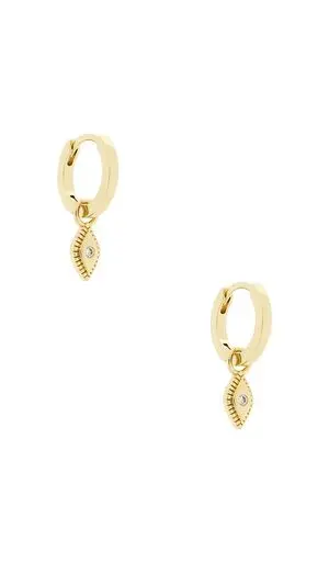 BY ADINA EDEN Evil Eye Drop Huggie Earrings - Gold