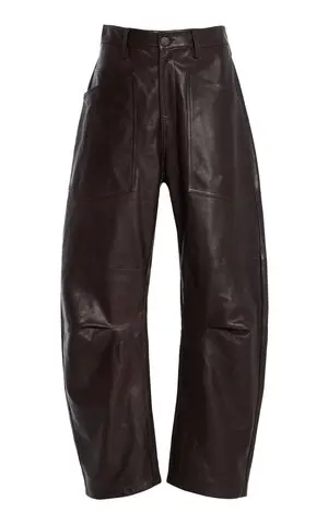 NILI LOTAN Shon Leather Trousers Brown