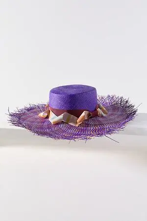 ORTUS Gulupa Fringe Straw Boater - Purple