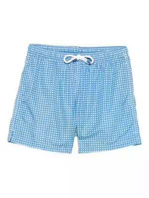 Fedeli Madeira Geometric-pattern Swim Shorts - Blue