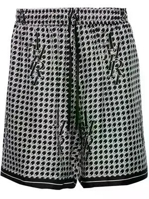 Amiri Staggered Printed Silk Shorts - Black