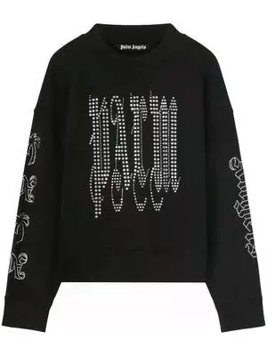 Palm Angels Studded-logo Cotton Sweatshirt - Black