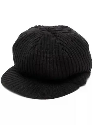Undercover Ribbed-knit Bakerboy Cap - Black