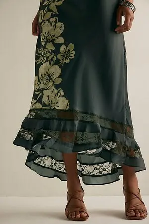 Free People Long Lost Lover Printed Maxi Slip Skirt