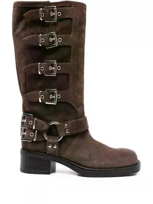 Gisel Moire Buckled Boots For Women