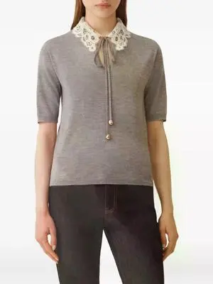 Fabiana Filippi Lace-collar Short-sleeved Top