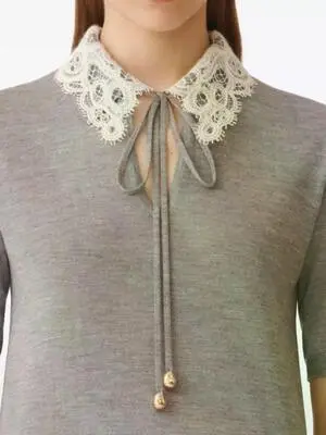Fabiana Filippi Lace-collar Short-sleeved Top