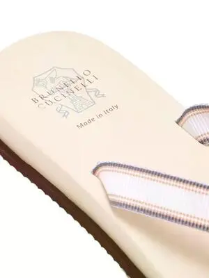 Brunello Cucinelli Striped Thong Sandals - Neutrals
