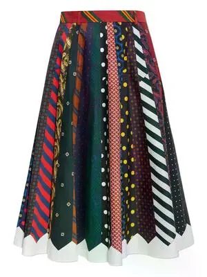 Moschino Tie-pattern Pleated Midi Skirt - 1888