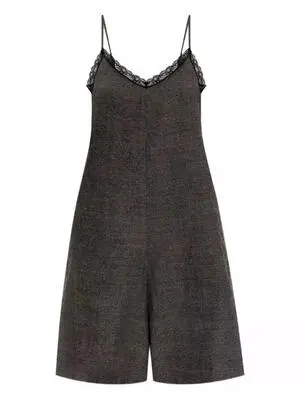 R13 Lace-trimmed Wool Playsuit - Grey