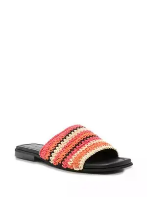 Inuikii Striped Crochet Flat Sandals - Red