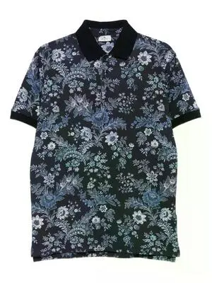Etro Floral-print Polo Shirt - Blue