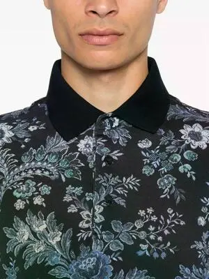 Etro Floral-print Polo Shirt - Blue