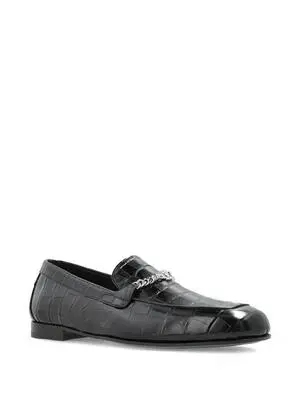 Versace Crocodile-embossed Loafers With Chain Detail