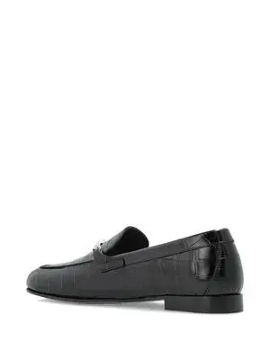 Versace Crocodile-embossed Loafers With Chain Detail