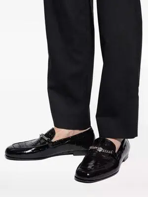 Versace Crocodile-embossed Loafers With Chain Detail