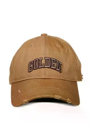 GOLDEN GOOSE Logo-embroidered Distressed Cap - Neutrals