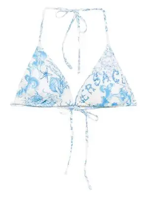 Versace Graphic-print Triangle Bikini Top - White