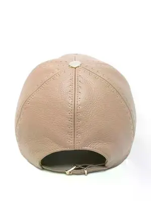 Max Mara Debossed Logo Leather Cap - Neutrals