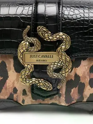 Just Cavalli Leopard-print Shoulder Bag With Snake Buckle