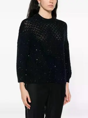 Peserico Sequin-embellished Wool Sweater - Blue