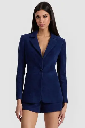 Alice + Olivia Macey Suede Fitted Blazer