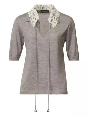 Fabiana Filippi Lace-collar Short-sleeved Top