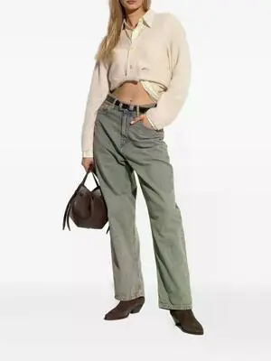 R13 Ribbed Button Cardigan - Neutrals