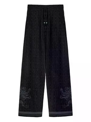 DOMAINE DES ARTISTES Lion-embellished Patterned Trousers - Black