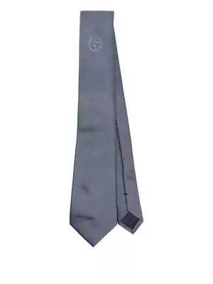 Giorgio Armani Logo-embellished Silk Tie - Blue