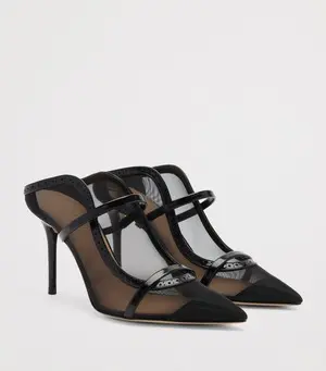 MALONE SOULIERS Mesh Maureen Heeled Mules - Black