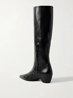 Khaite Sybil Glossed-leather Knee Boots - Black