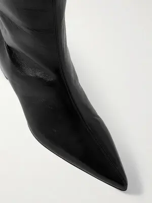 Khaite Sybil Glossed-leather Knee Boots - Black