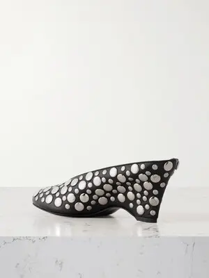 Khaite Cloak Studded Leather Mules - Black