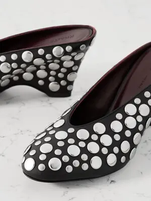 Khaite Cloak Studded Leather Mules - Black